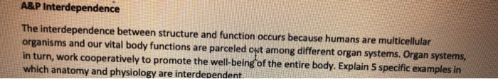 Solved A&P Interdependence The interdependence between | Chegg.com