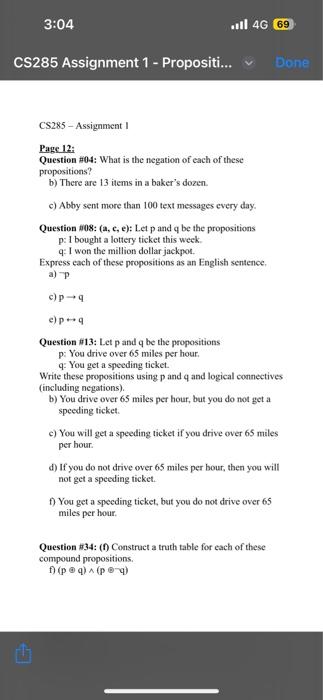 Solved Question \#34: (f) Construct a truth table for each | Chegg.com