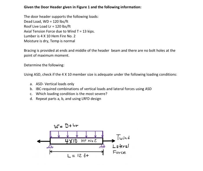 Given the Door Header given in Figure 1 and the | Chegg.com