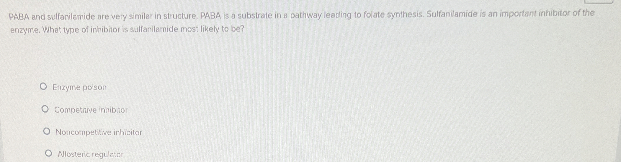 Solved PABA and sulfanilamide are very similar in structure. | Chegg.com