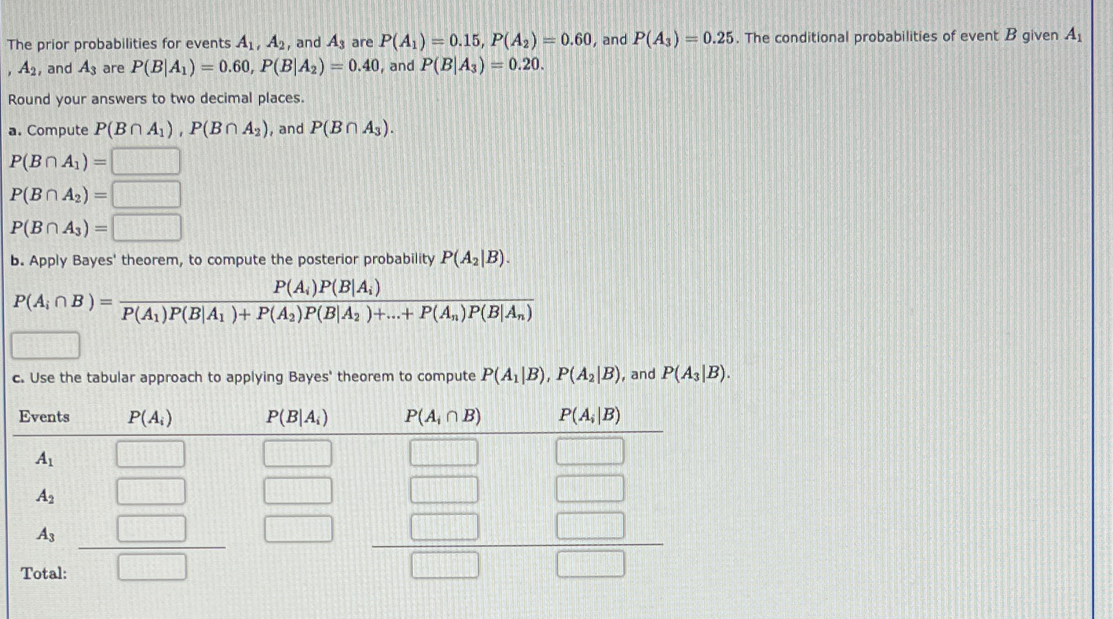 Solved The prior probabilities for events A_(1),A_(2), and | Chegg.com