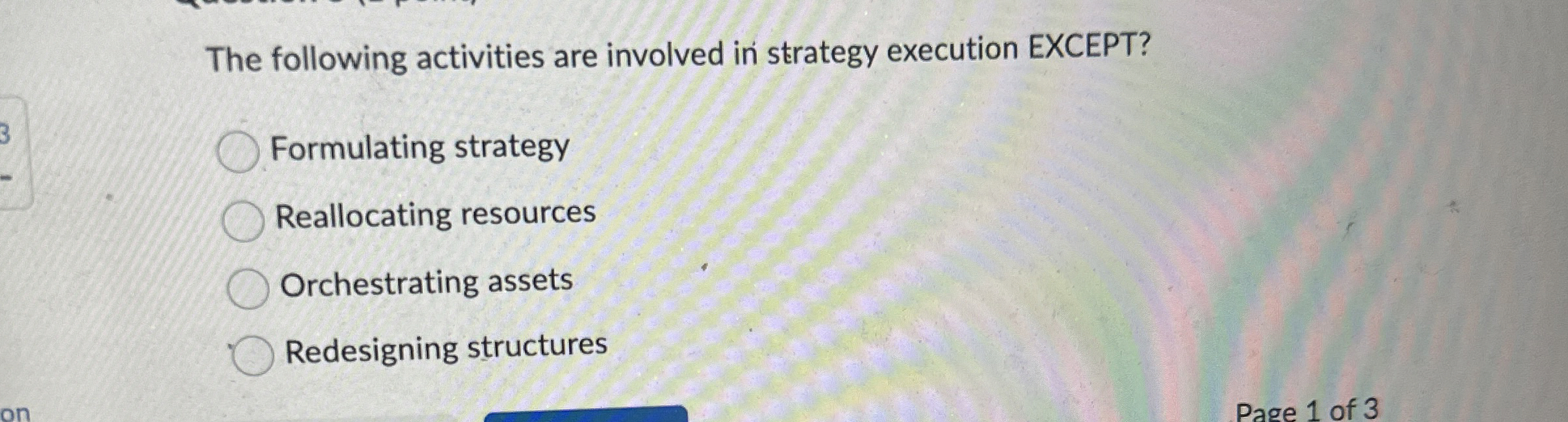 Solved The following activities are involved in strategy | Chegg.com