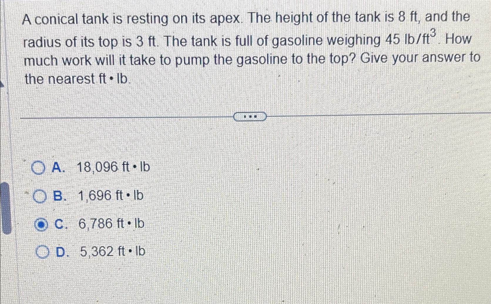 Solved A conical tank is resting on its apex. The height of | Chegg.com