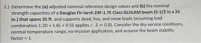 Solved 2.) Determine the (a) adjusted nominal reference | Chegg.com