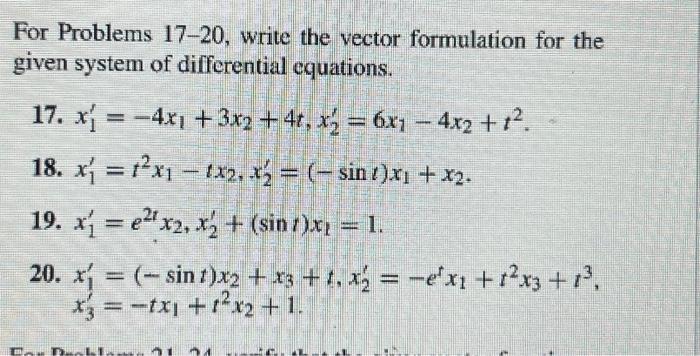 Solved For Problems 17-20, write the vector formulation for | Chegg.com