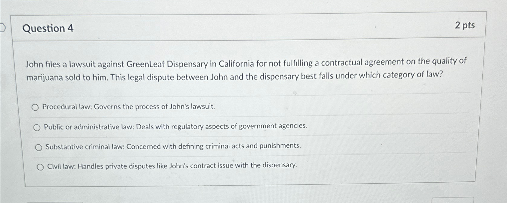 Solved Question 42 ﻿ptsJohn files a lawsuit against | Chegg.com