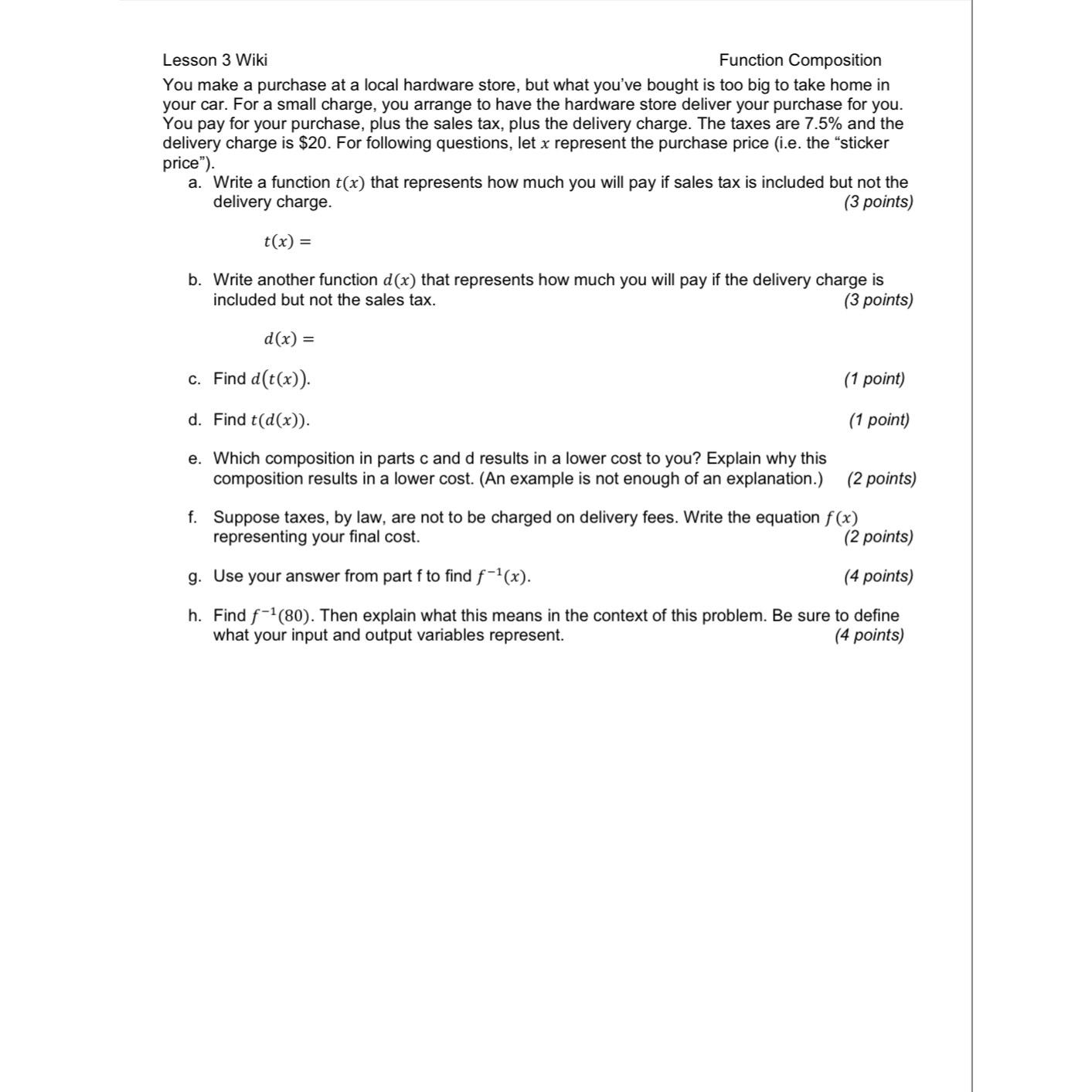 Solved Lesson 3 ﻿WikiFunction CompositionYou make a purchase | Chegg.com