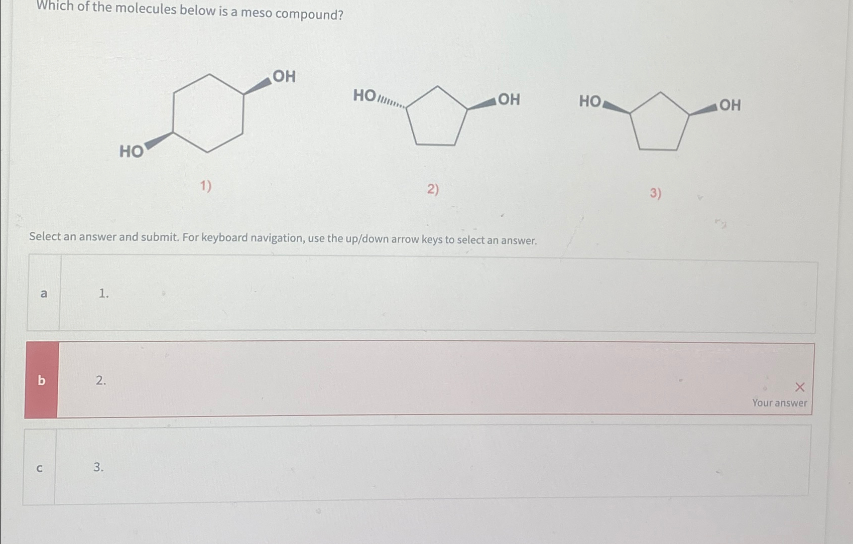 Solved Which of the molecules below is a meso | Chegg.com