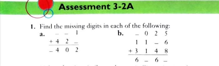Solved Find the missing digits in each of the following: a. | Chegg.com