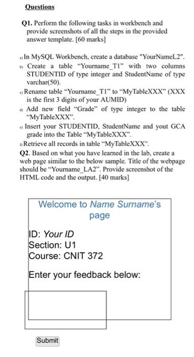 Solved Questions Q1. Perform the following tasks in | Chegg.com
