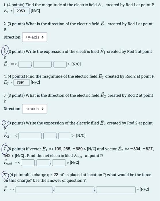 Solved [30 points] Two uniformly charged rods, rod 1 and rod | Chegg.com