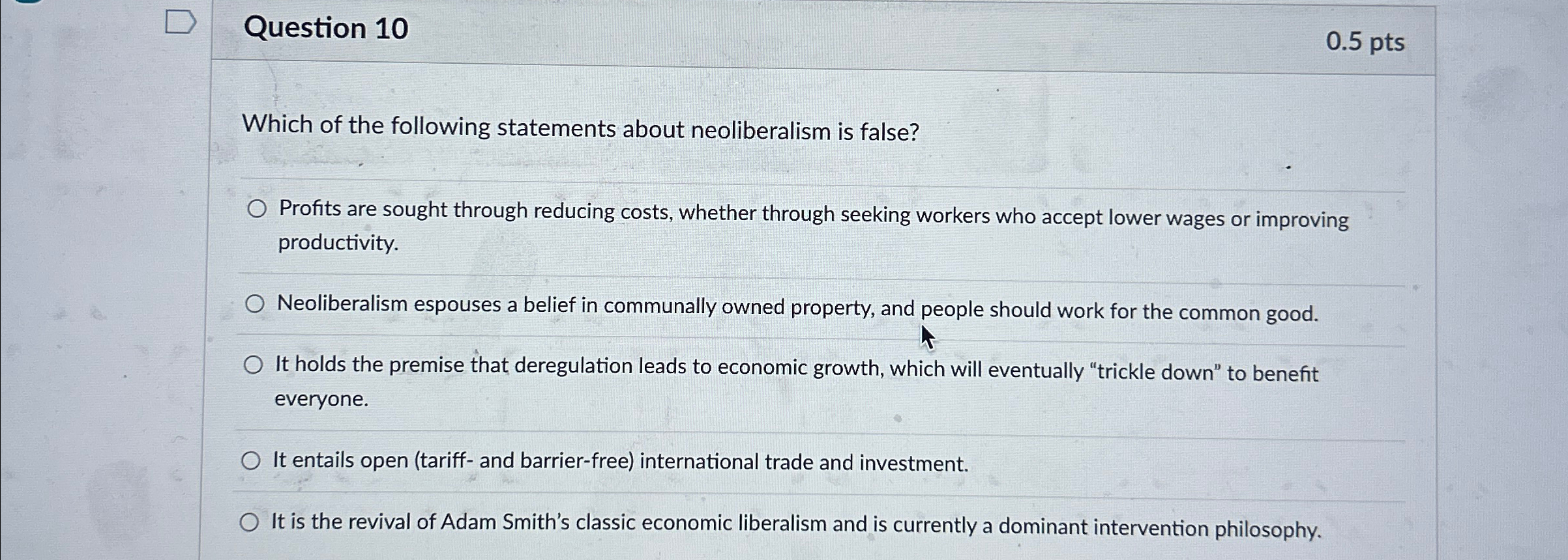 Solved Question 100.5ptsWhich of the following statements | Chegg.com