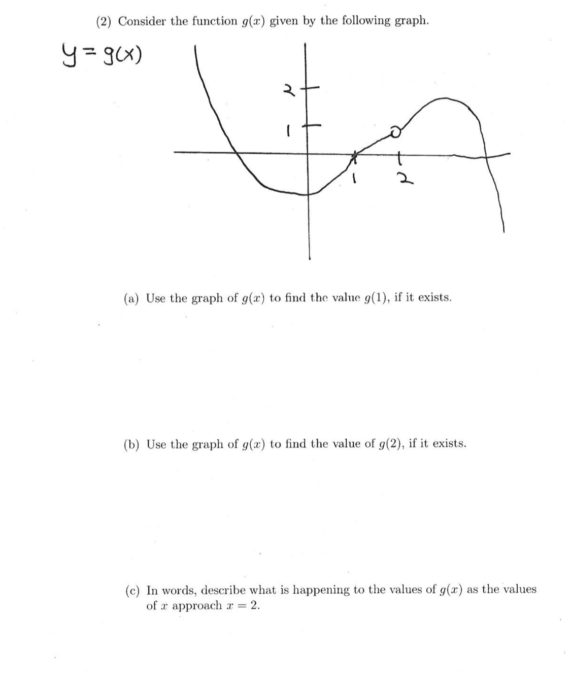 Solved (2) ﻿Consider the function g(x) ﻿given by the | Chegg.com