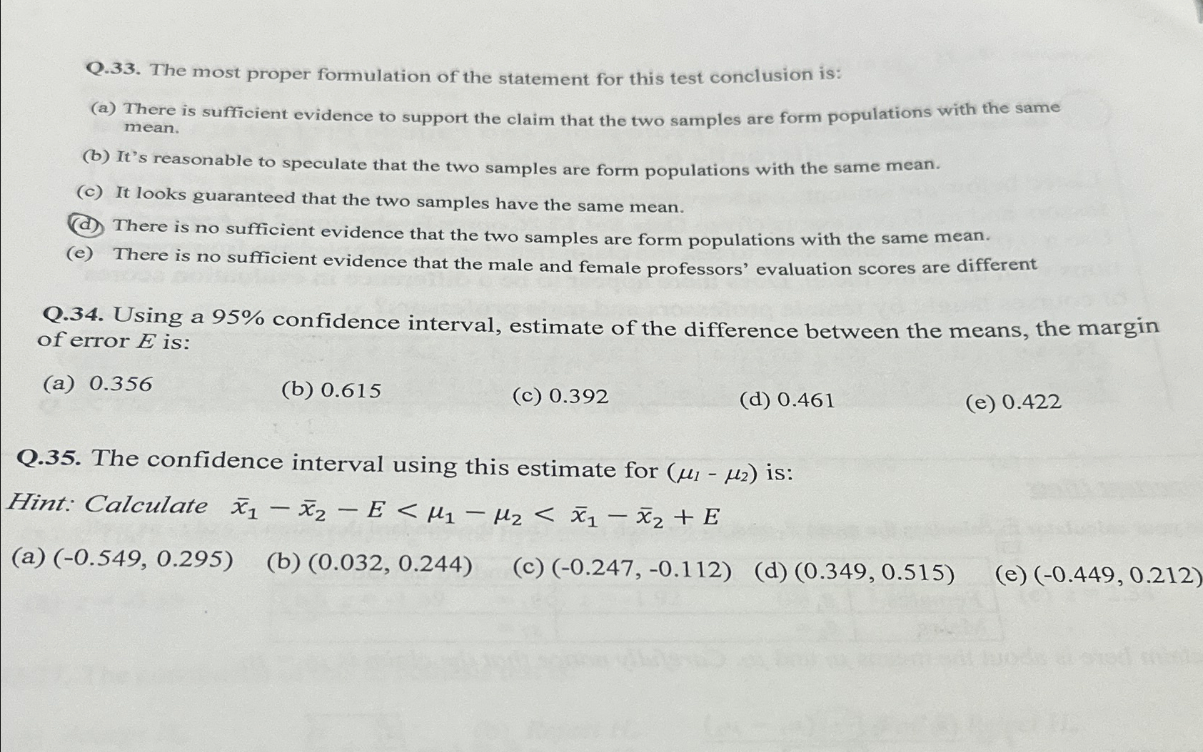 Q.33. ﻿The most proper formulation of the statement | Chegg.com