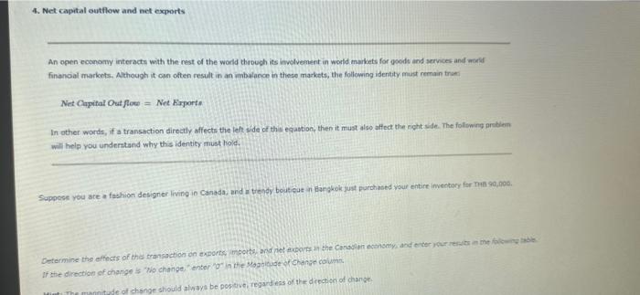 Solved 4. Net capital outflow and net exports An open | Chegg.com