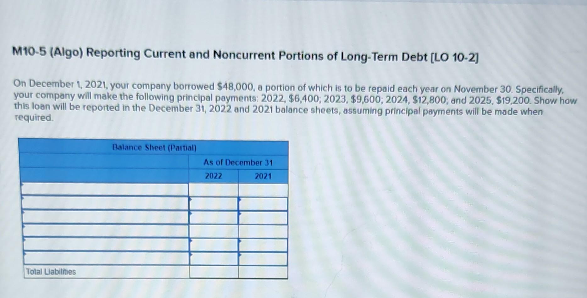 Solved M10-5 (Algo) Reporting Current and Noncurrent | Chegg.com