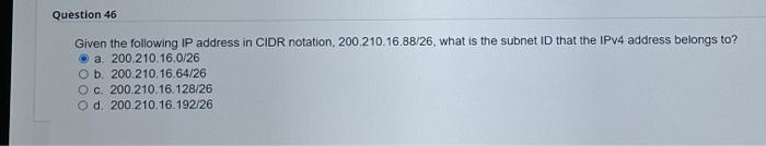 Solved Given the following IP address in CIDR notation, | Chegg.com