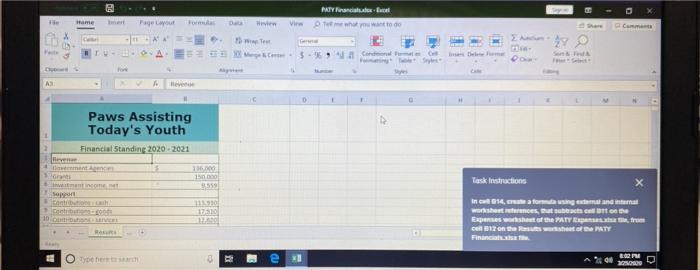 Solved Task Instructions In Cell B14 Create A Formula Chegg