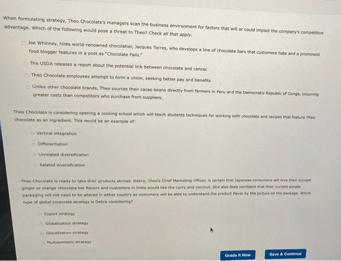 Solved When formulating strategy, Theo Chocolate's managers | Chegg.com