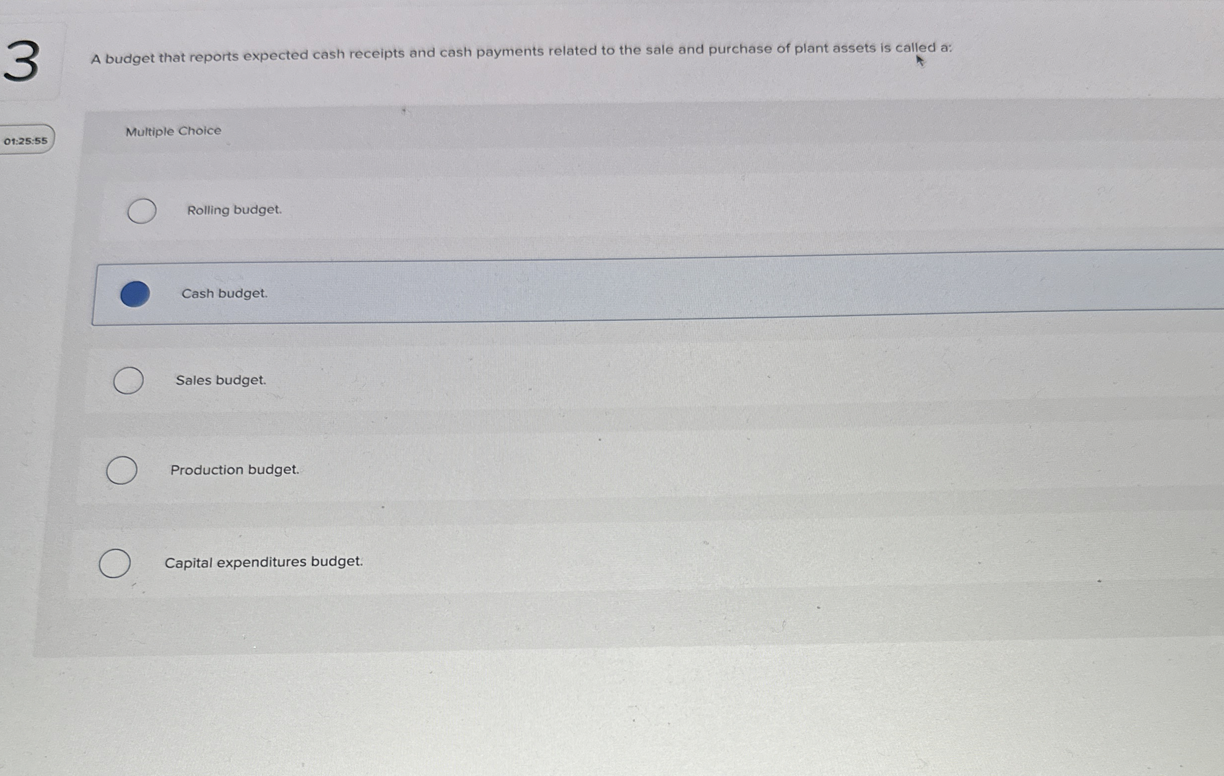 Solved 3A budget that reports expected cash receipts and | Chegg.com
