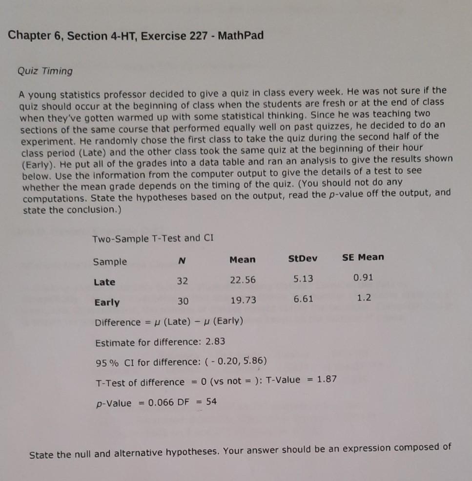 Solved Chapter 6, Section 4-HT, Exercise 227 - MathPad Quiz | Chegg.com
