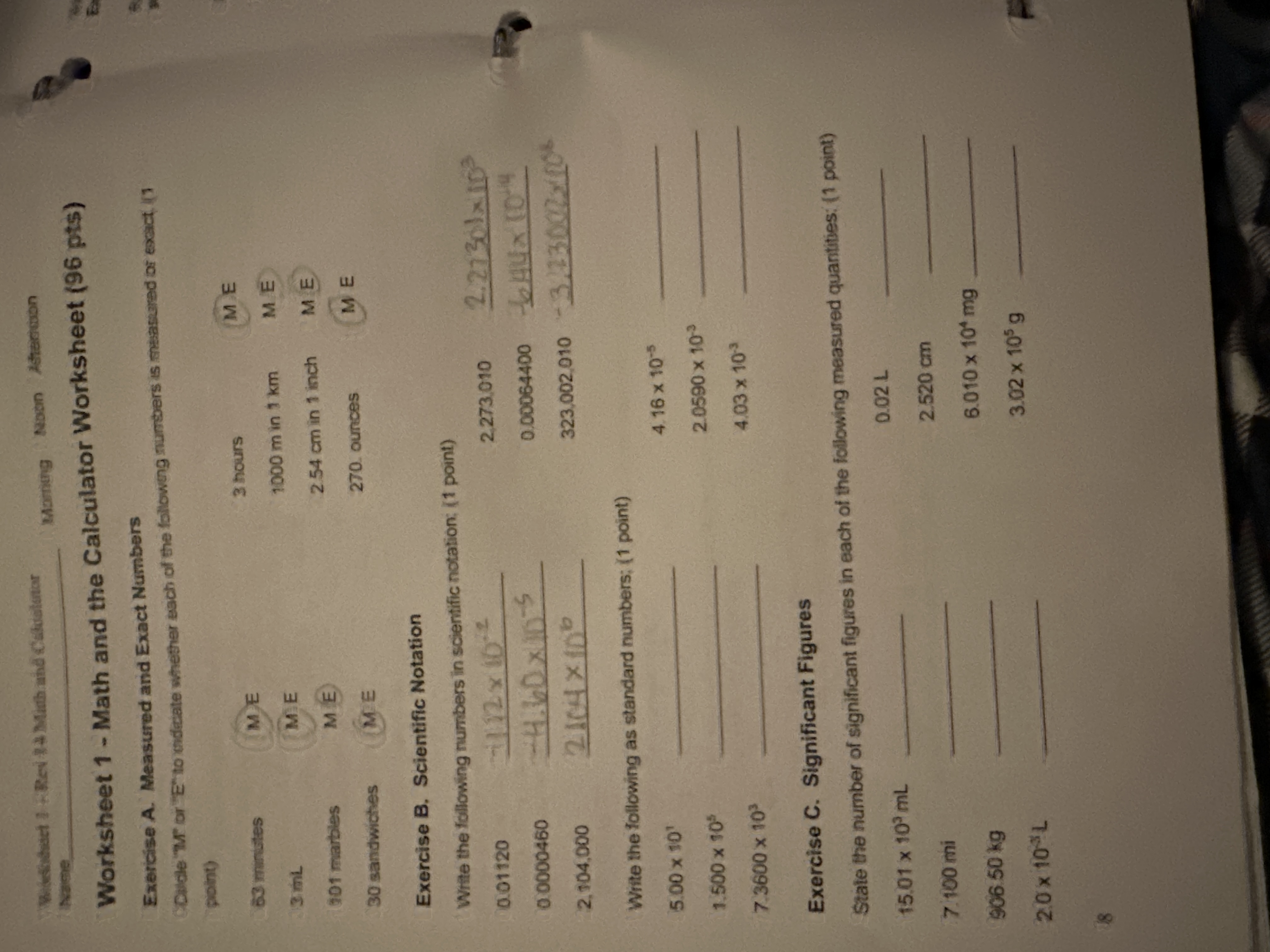 Solved Worksheet 1 - ﻿Math and the Calculator Worksheet (96 | Chegg.com