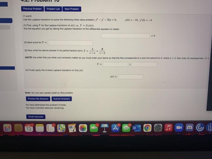 Solved Previous Problem Probler List Next Problem (O) = -18, | Chegg.com