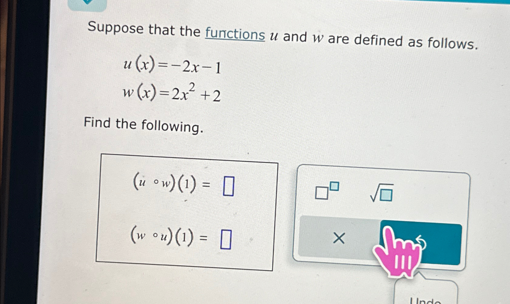 Solved Suppose that the functions u ﻿and w ﻿are defined as | Chegg.com