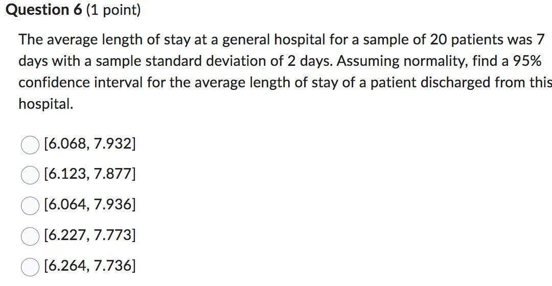 Solved The average length of stay at a general hospital for | Chegg.com