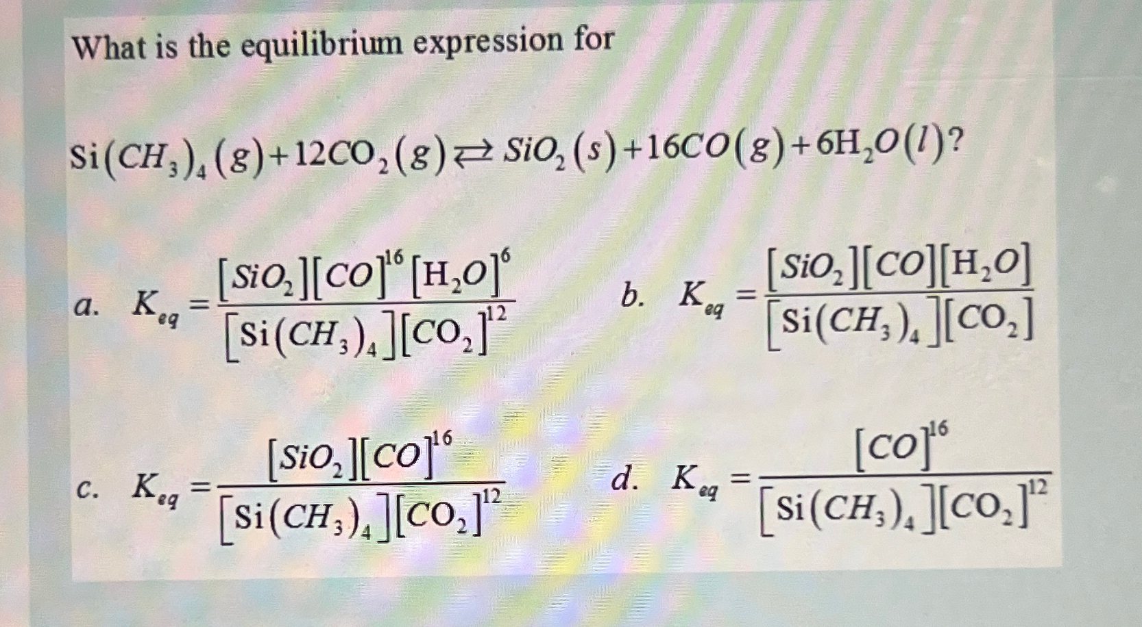 Solved What is the equilibrium expression for | Chegg.com