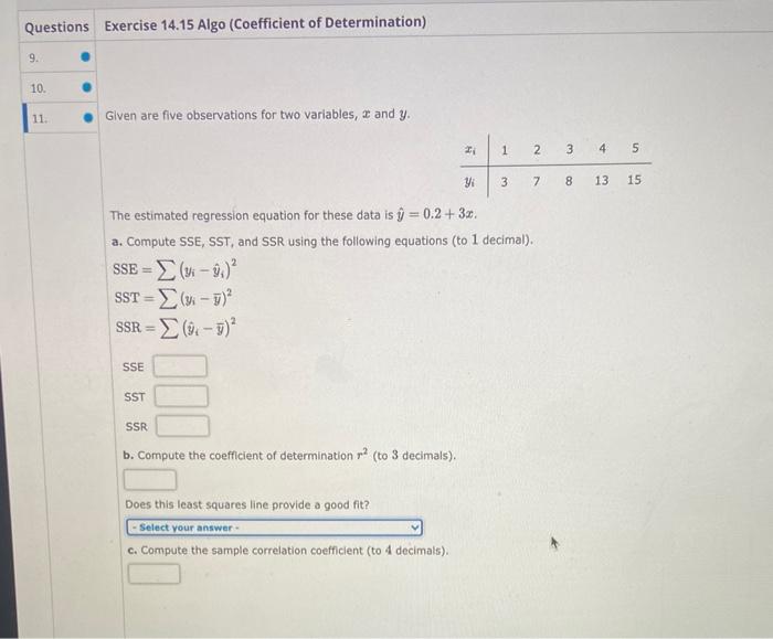 Solved Questions Exercise 14.15 Algo (Coefficient of | Chegg.com