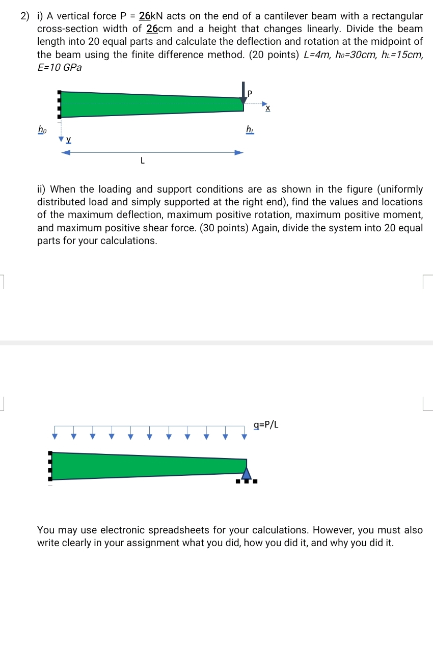 Solved i) ﻿A vertical force P=26kN ﻿acts on the end of a | Chegg.com