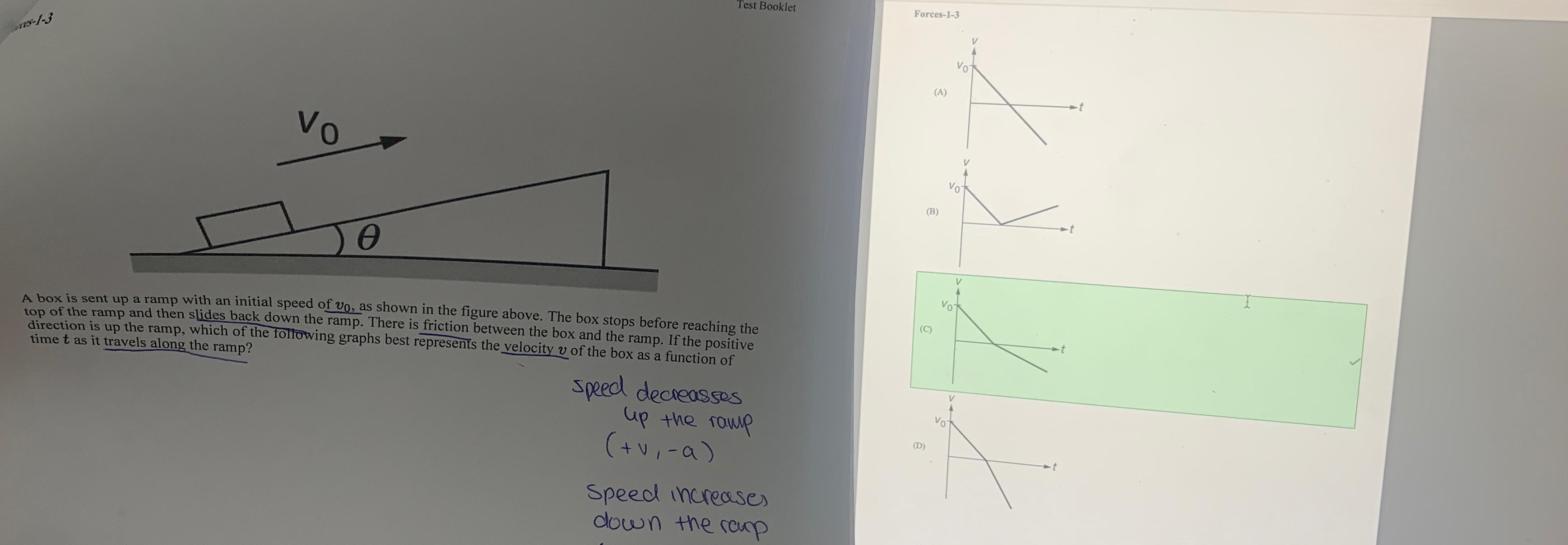 Solved Explain why its not A or D. ﻿A box is sent up a ramp | Chegg.com