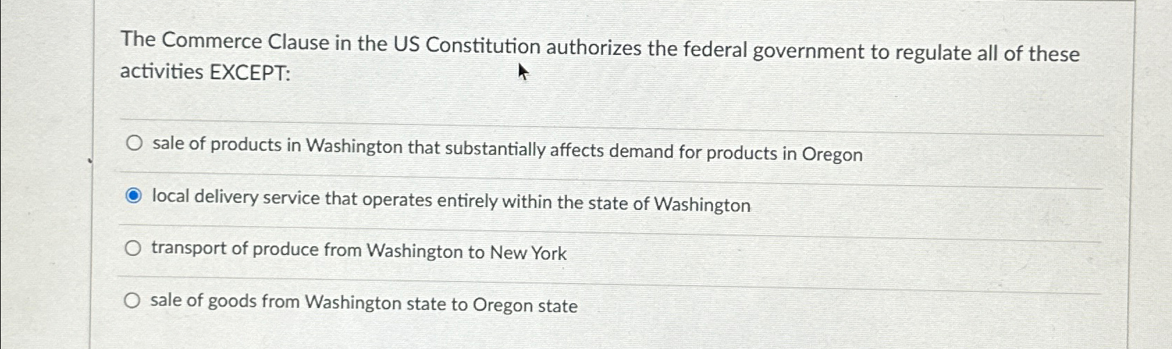 Solved The Commerce Clause in the US Constitution authorizes | Chegg.com