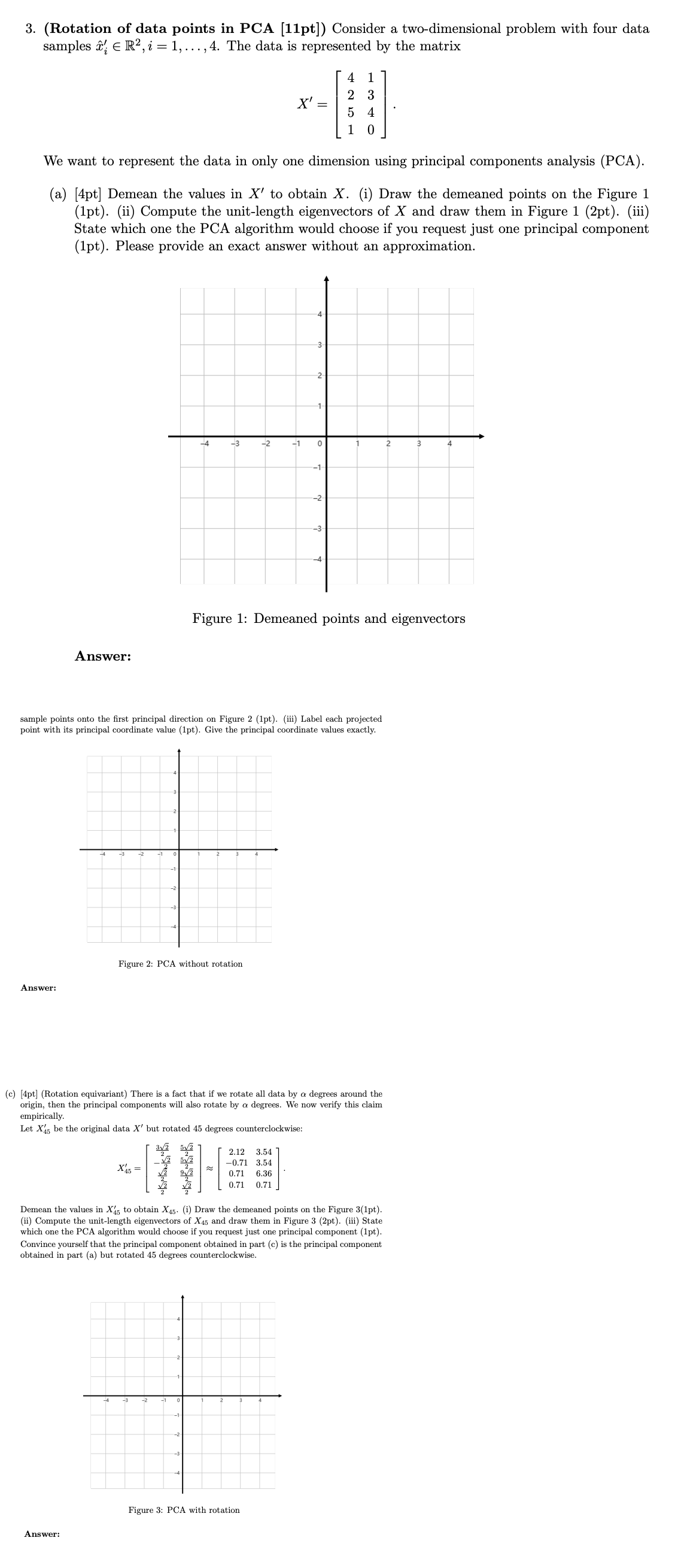 Solved (Rotation of data points in PCA [11pt]) ﻿Consider a | Chegg.com