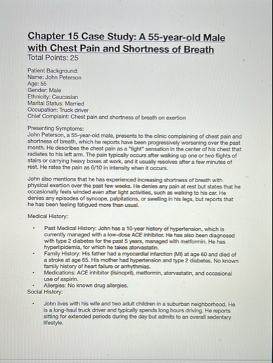 Solved Chapter 15 ﻿Case Study: A 55-year-old Male with Chest | Chegg.com