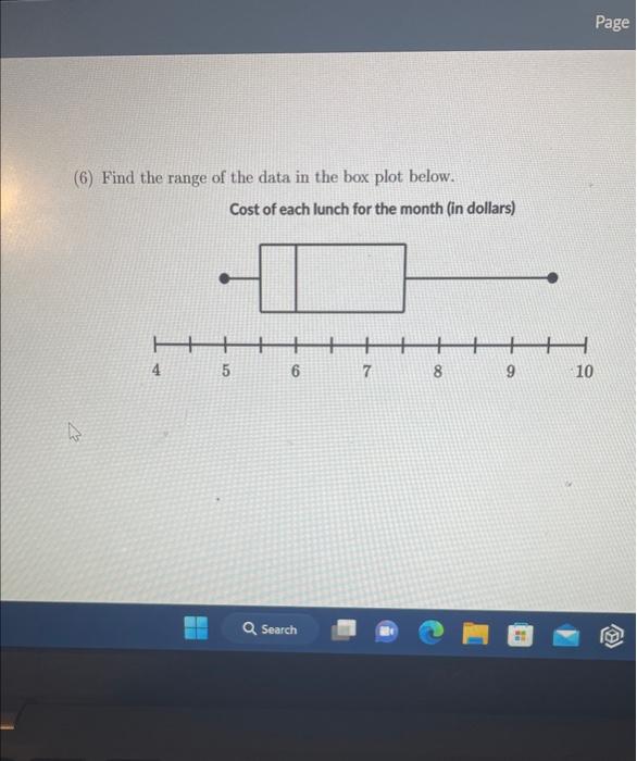Solved (6) Find the range of the data in the box plot below. | Chegg.com
