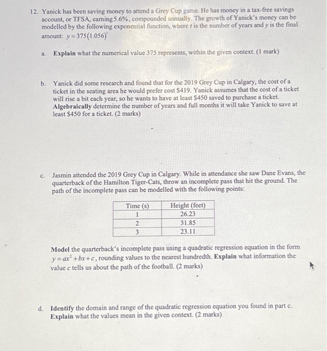 Solved amount: y=375(1.056)7 a. Explain what the numerical | Chegg.com