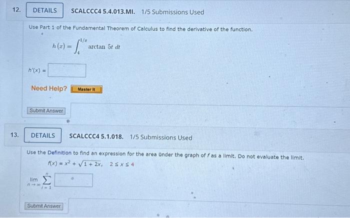 Solved Use Part 1 of the Fundamental Theorem of Calculus to | Chegg.com