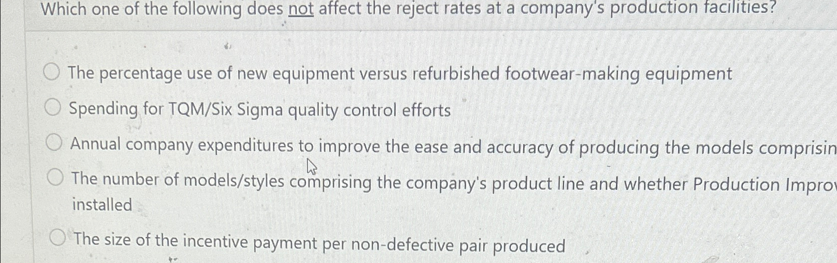 Solved Which one of the following does not affect the reject | Chegg.com