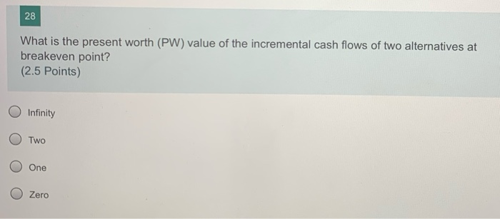 Solved 28 What is the present worth (PW) value of the | Chegg.com
