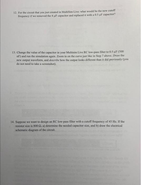 Solved Objective: Create low-pass filter circuits in | Chegg.com