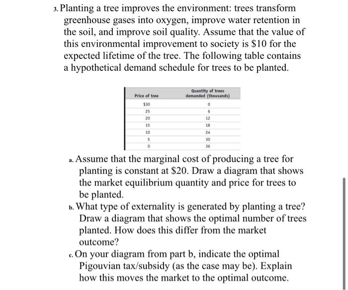 3. Planting a tree improves the environment: trees | Chegg.com