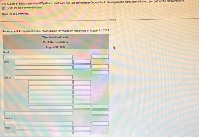 Solved a. The August 31 bank balance is $6,500. b. The bank | Chegg.com