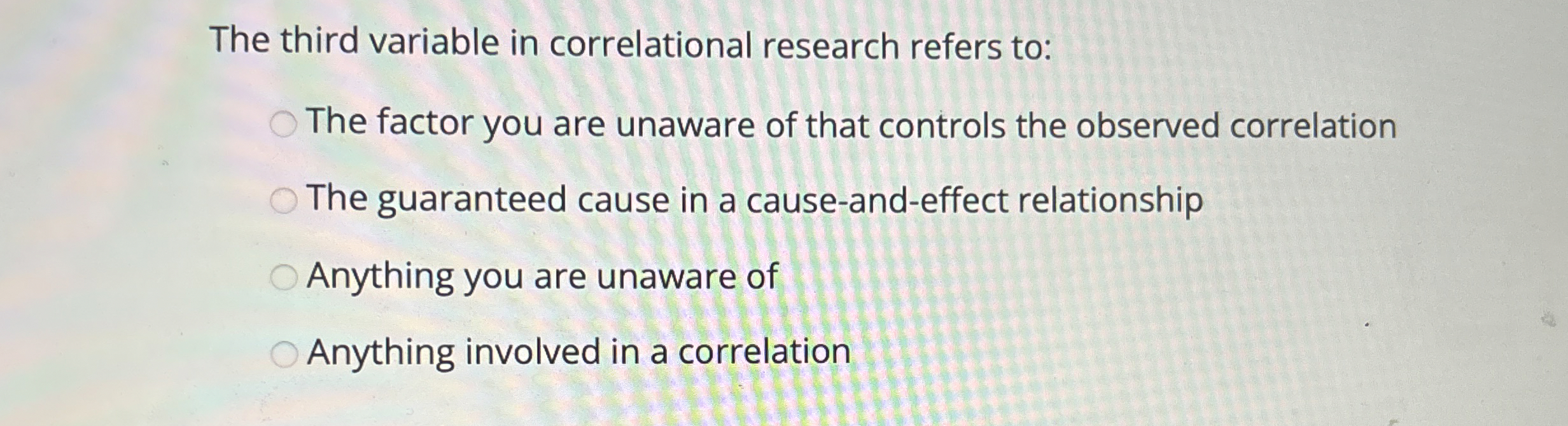 Solved The third variable in correlational research refers | Chegg.com
