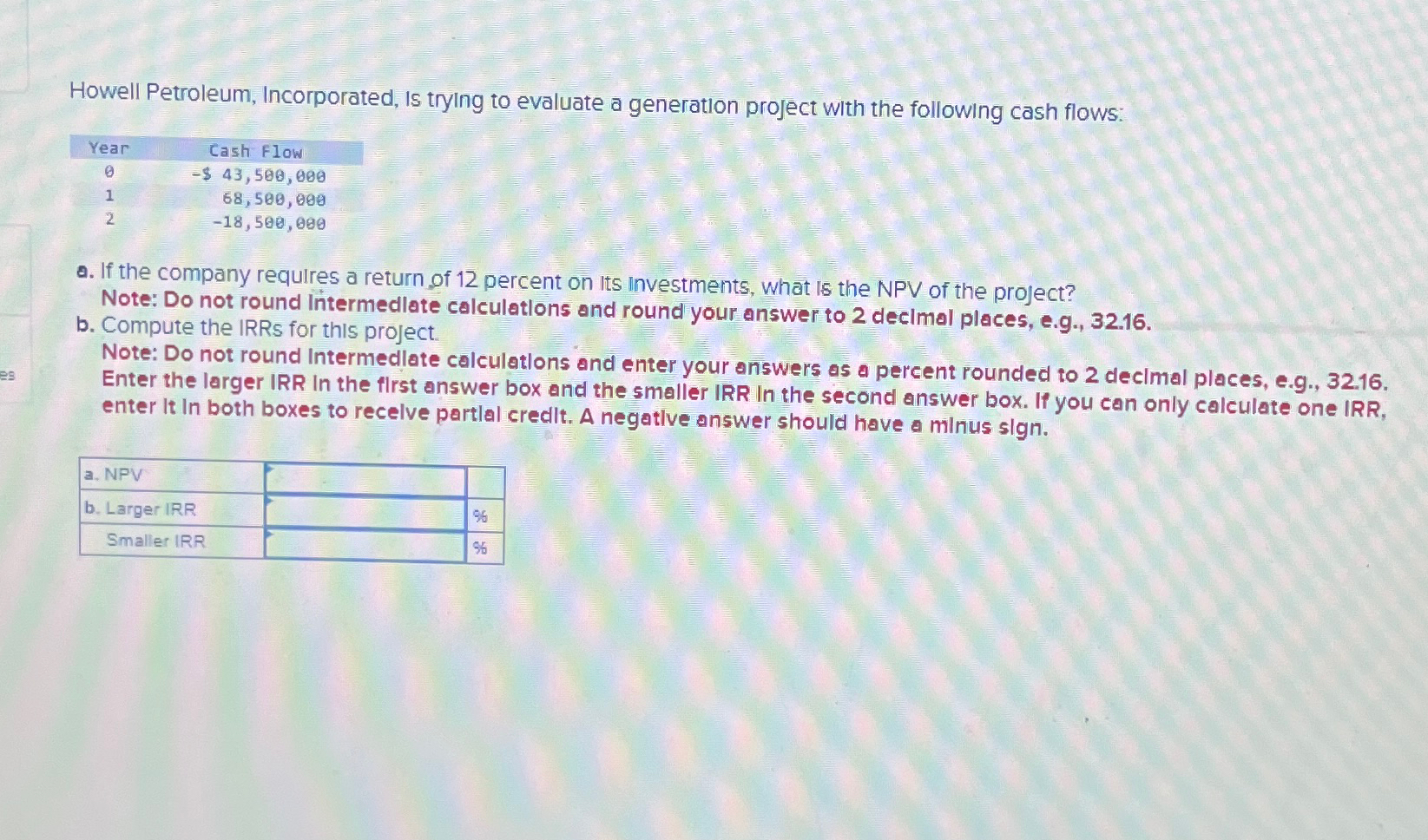 Solved Howell Petroleum, Incorporated, Is trying to evaluate | Chegg.com