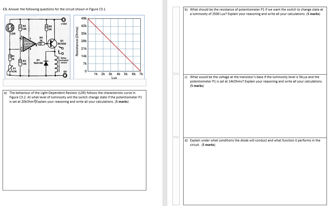 Solved C3. ﻿Answer the following questions for the circuit | Chegg.com
