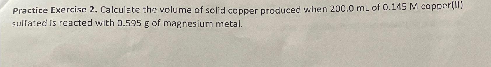 Solved Practice Exercise 2. ﻿Calculate the volume of solid | Chegg.com