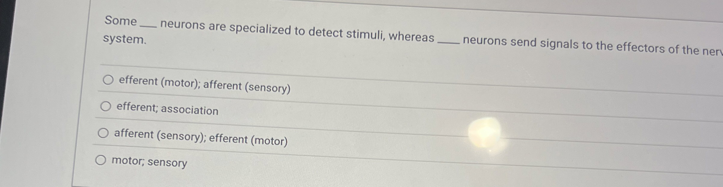 Solved Some _ ﻿neurons are specialized to detect stimuli, | Chegg.com