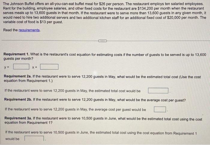Solved The Johnson Buffet offers an all-you-can-eat buffet | Chegg.com